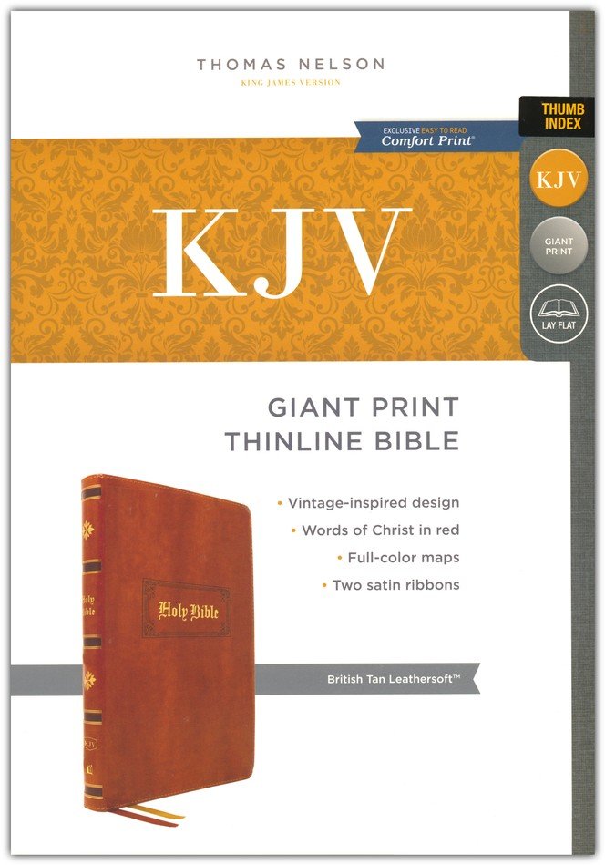 KJV Giant Print Thinline Bible Tan Leathersoft Indexed — One Stone ...