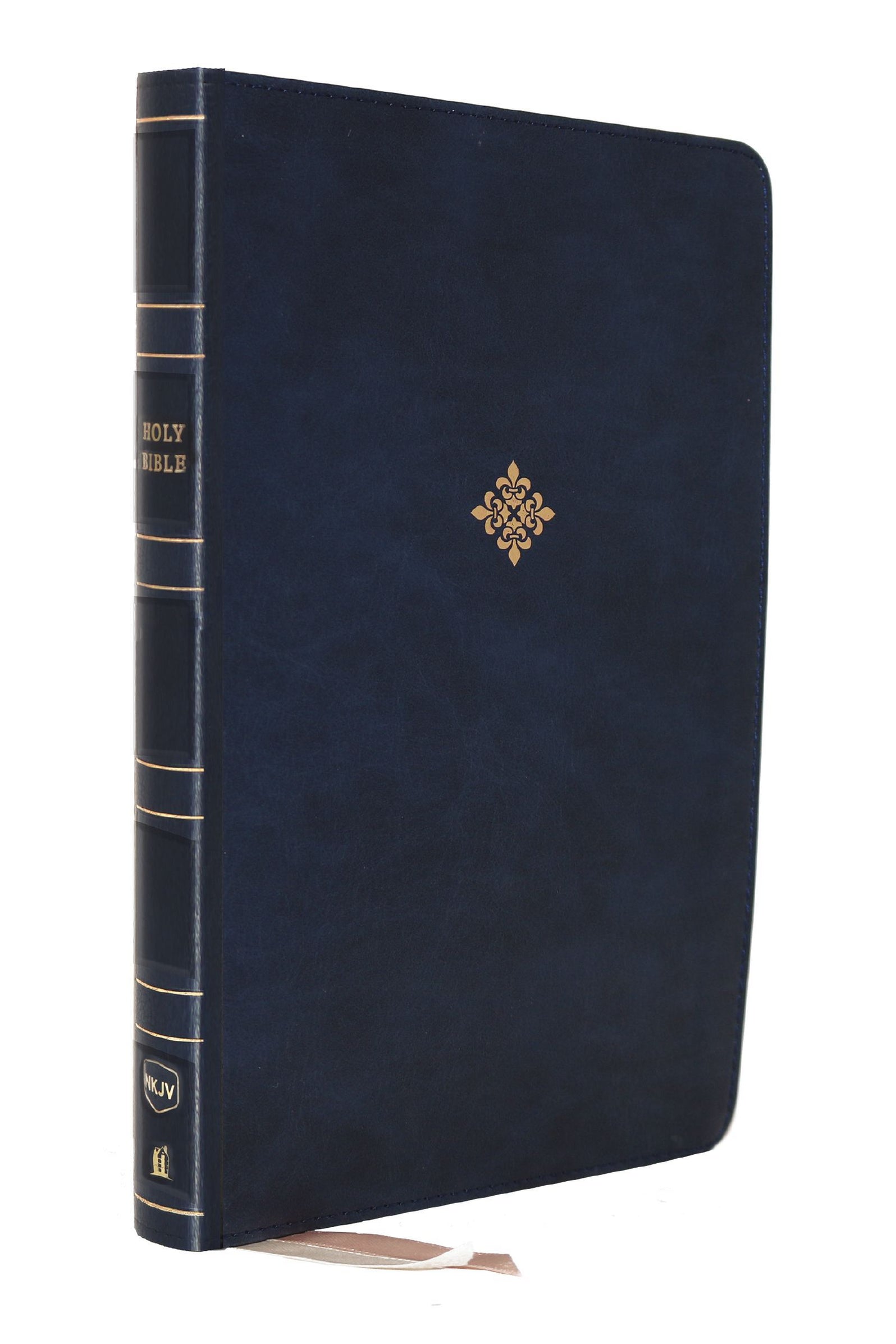 NKJV Giant Print Center-Column Reference Bible Blue Leathersoft — One Stone Biblical Resources