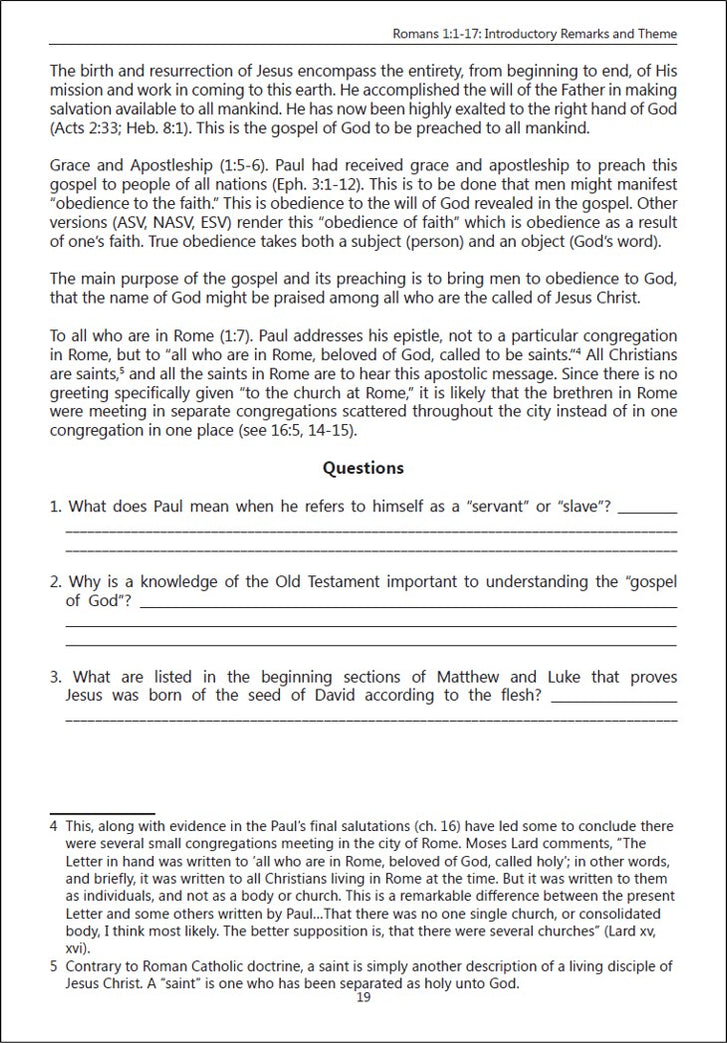 Romans: A Workbook — One Stone Biblical Resources
