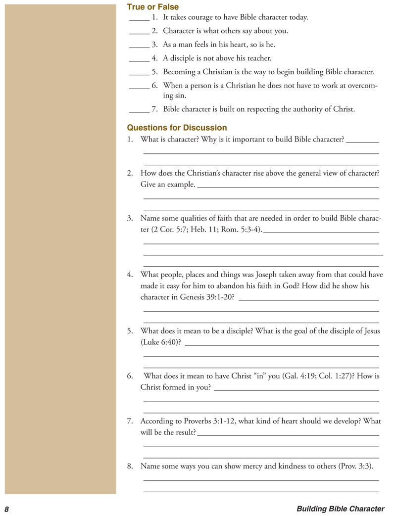 Building Bible Character — One Stone Biblical Resources