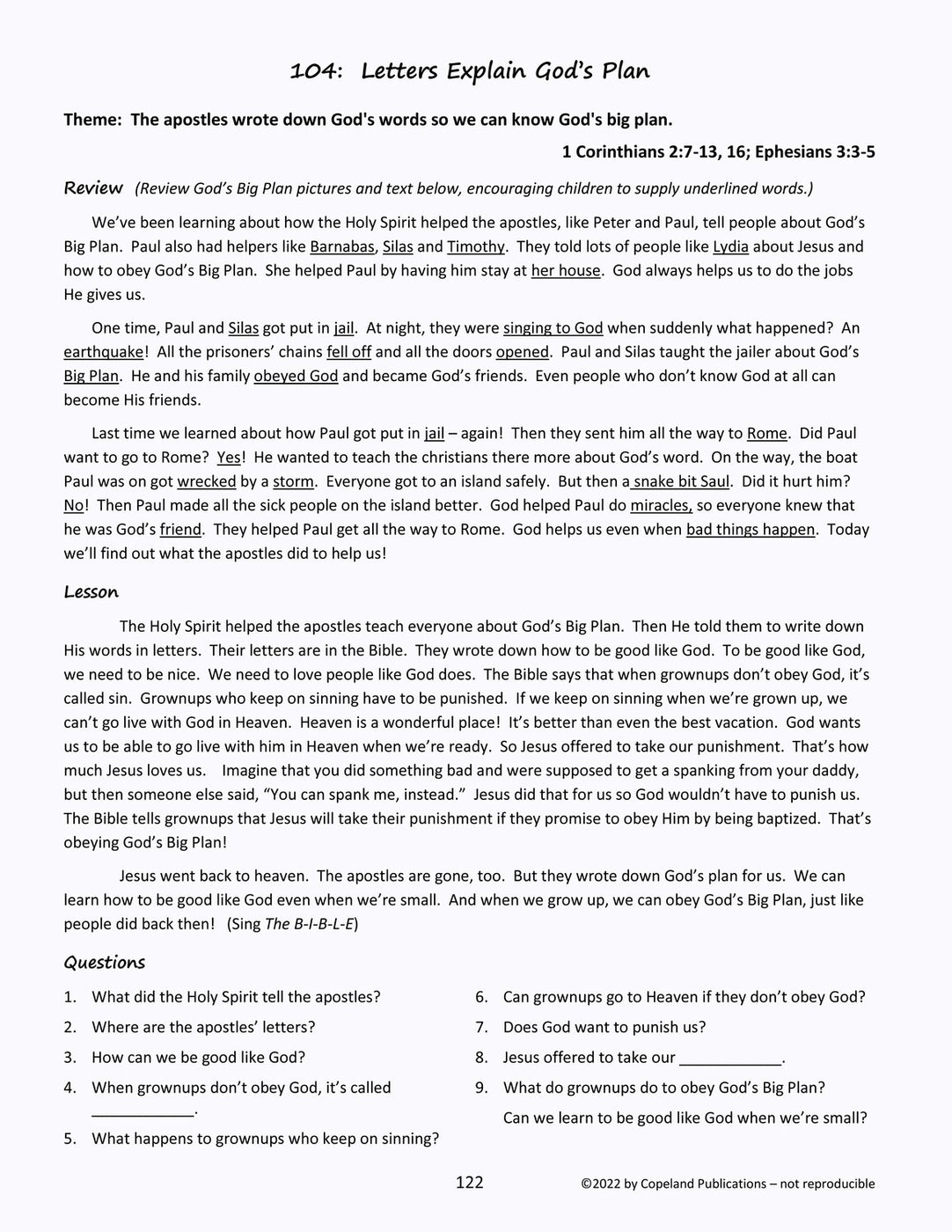 God's Big Plan: Through the Bible with Preschoolers Teacher Packet ...