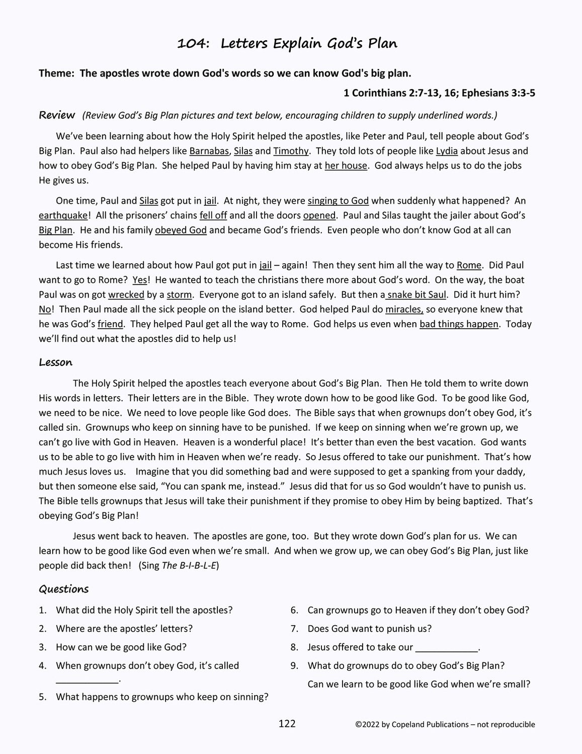 God's Big Plan: Through the Bible with Preschoolers Teacher Packet ...