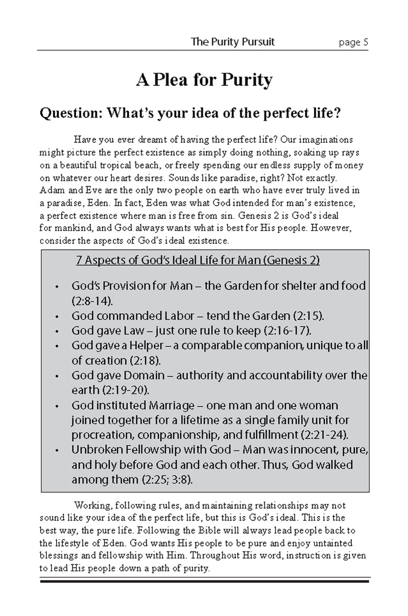 The Purity Pursuit — One Stone Biblical Resources