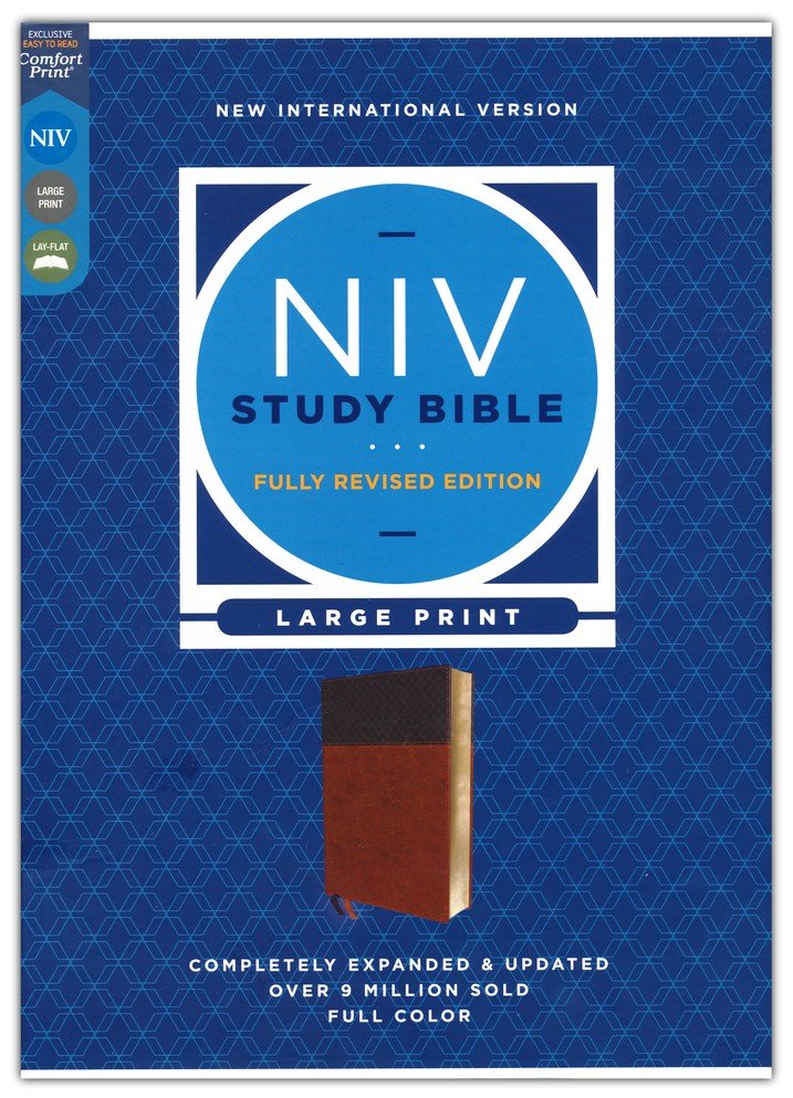 NIV Study Bible Large Print - Brown Leathersoft — One Stone Biblical ...
